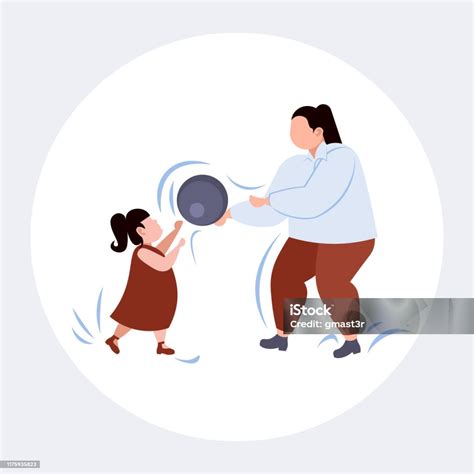 뚱뚱한 뚱뚱한 어머니 와 딸 재생 와 공 과체중 여자와 아이 데 재미 함께 체중 감량 가족 피트 니스 신체 활동 개념 평면 전체 길이 가족에 대한 스톡 벡터 아트 및 기타
