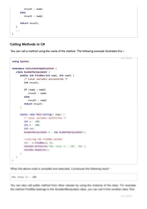 solution what is methods in c sharps visual programming assignment