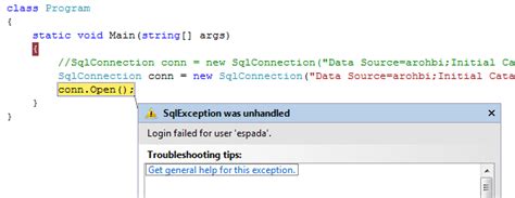 C Can T Connect To SQL Server Database Login Failed For User Sa