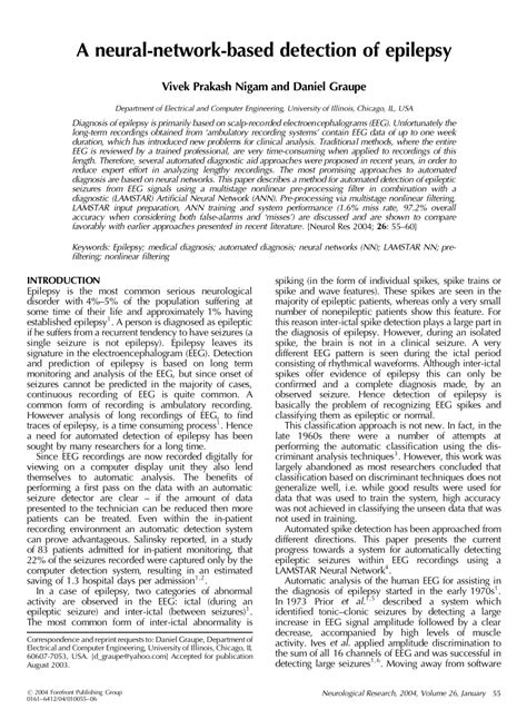 Pdf A Neural Network Based Detection Of Epilepsy