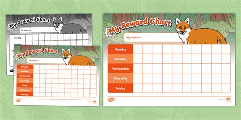 New Red Fox Reward Chart Twinkl Behaviour Twinkl