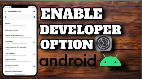 how to enable developer option in android youtube