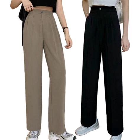 Купити Весна літо Жіночий костюм із завищеною талією Штани Однотонні ґудзики Тонкий стиль