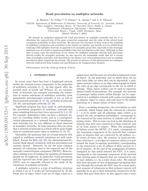 pdf bond percolation on multiplex networks