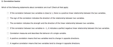Solved 2 Correlation Basics Which Of The Following