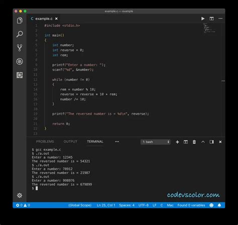 C Program To Reverse An User Provided Number Codevscolor