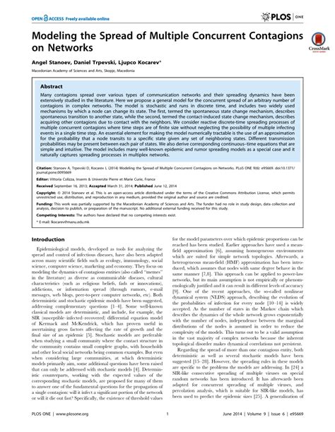 Pdf Modeling The Spread Of Multiple Concurrent Contagions On Networks