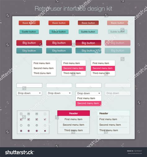 retro user interface design kit basic stock vector royalty free 160784657 shutterstock