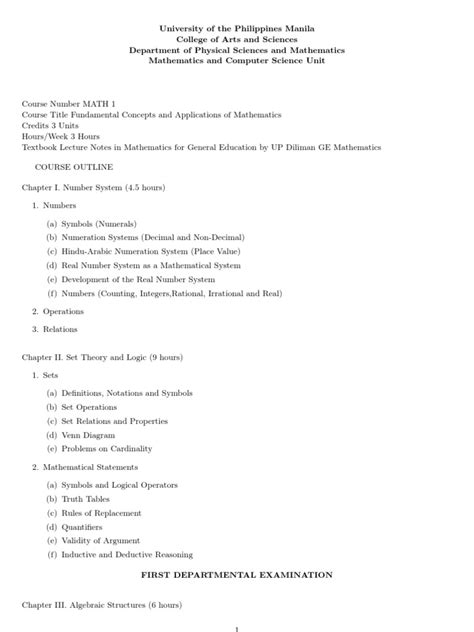 Math 1 Syllabus Pdf Real Number Geometry