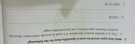 What Data Types Should Be Used In Openoffice Base For The Following A