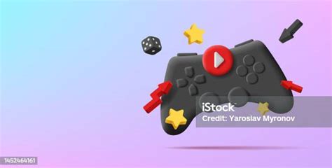 버튼과 동적 플레이 스타와 주사위 큐브 렌더링 스타일이 있는 게임패드 컨트롤러의 3d 그림 비디오 게임에 대한 스톡 벡터 아트