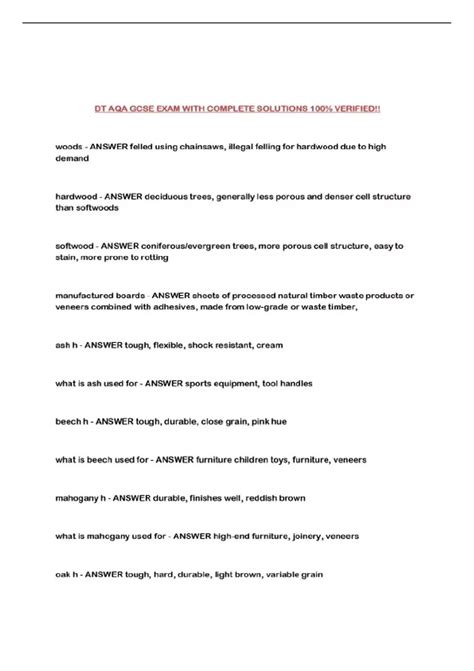 DT AQA GCSE PACKAGED EXAMS Stuvia US