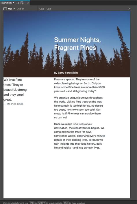 Summer Nights 2 Creating A Css Grid Layout In Pinegrow Pinegrow Web Editor