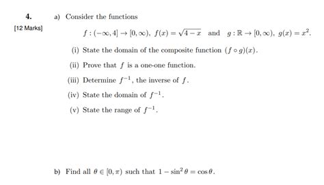 Solved A Consider The Functions Marks F Chegg Com