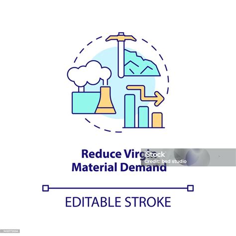 처녀 재료 수요 감소 개념 아이콘 원형에 대한 스톡 벡터 아트 및 기타 이미지 원형 제로 웨이스트 지속 가능한 자원 Istock