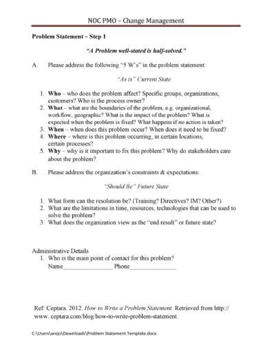Printable Problem Statement Templates MS Word ᐅ TemplateLab
