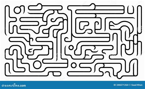 Linear Difficult Maze Game Vector Illustration 346071261