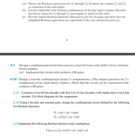 A Derive The Boolean Expressions For T Through