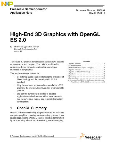 Pdf High End 3d Graphics With Opengl Es 2 · Processor Offers A