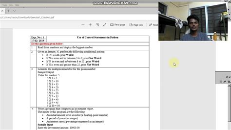Control Statement In Python Ex 1 Youtube