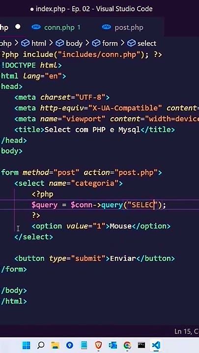 Criar Campo Select Com Banco De Dados Mysql Html Php Mysql Shorts Youtube