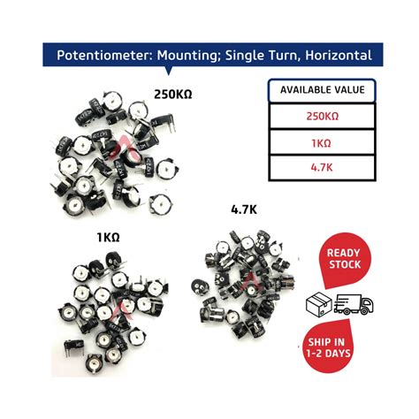Potentiometer Mounting Single Turn Horizontal 250kΩ 1kΩ 4 7k Shopee Malaysia