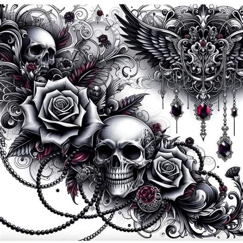 Skull And Roses Tattoo Design Black Roses And Skulls Skull And Rose