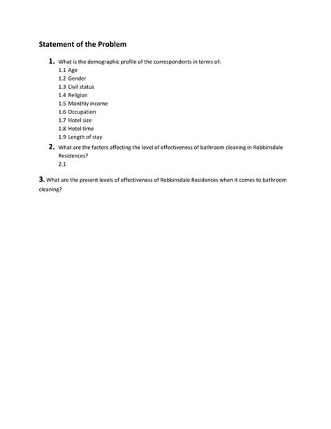 Statement Of The Problem PDF