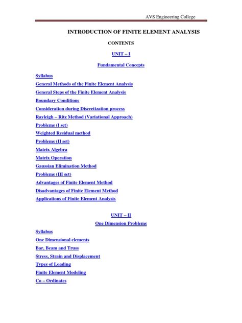 Finite Element Analysis Pdf Finite Element Method Matrix