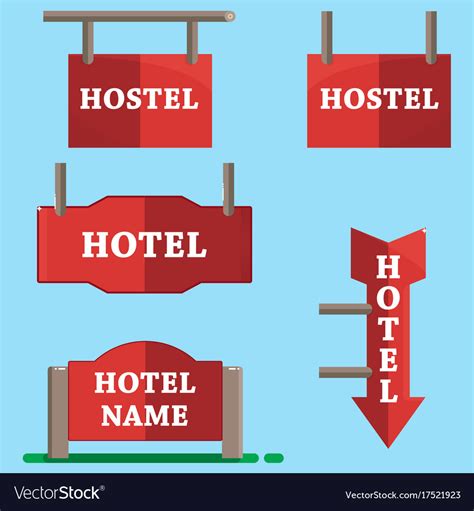 Hotel Signboard Icons Setflat Style Royalty Free Vector