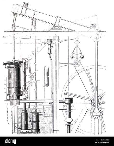 Engraving Depicting James Watts Steam Engine James Watt 1736 1819 A
