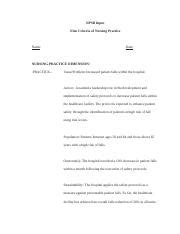 NPSB Input Docx NPSB Input Nine Criteria Of Nursing Practice Name