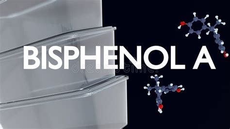 3d Rendering Of Bisphenol A Or Bpa Molecules And Plastic Container Stock Illustration