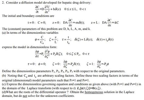 Solved Consider A Diffusion Model Developed For Hepatic Chegg