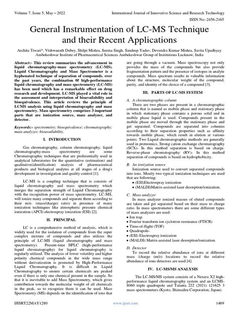 General Instrumentation Of Lc Ms Technique And Their Recent Applications Pdf Liquid