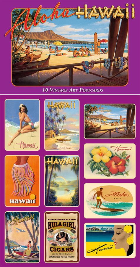 Aloha Hawaii Waikiki Vintage Hawaiian Art Box Set Of 10 Hawaii P