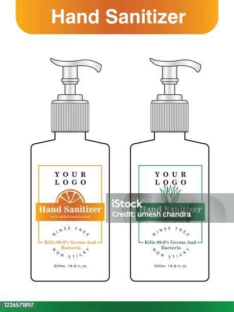 포장 디자인을위한 손 소독제 라벨 디자인 벡터 그래픽 템플릿 건강관리와 의술에 대한 스톡 벡터 아트 및 기타 이미지 건강