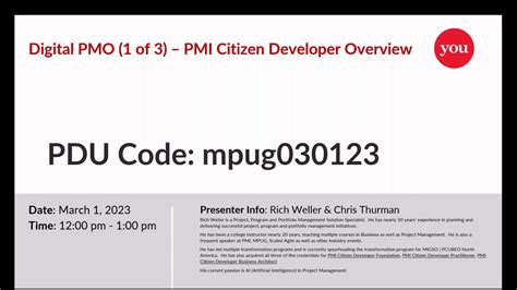 Webnlearn Digital Pmo 1 Of 3 Pmi Citizen Developer Program Overview