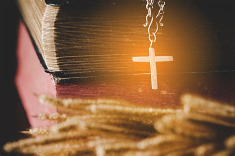 오래된 검은 나무 배경에 십자가 또는 십자가가있는 거룩한 성경 책 개신교와 기독교 카톨릭은 교회에서 기도하고 공부합니다 신앙 신과 종교 예수 영적에 대한 인식의 개념 0명에