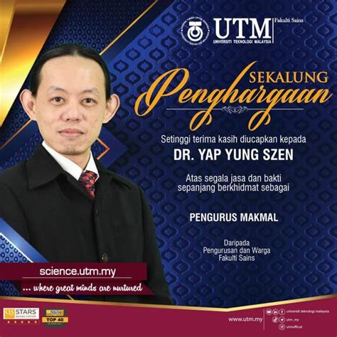 Sekalung Budi Kepada Dr Yap Yung Szen Faculty Of Science Universiti Teknologi Malaysia