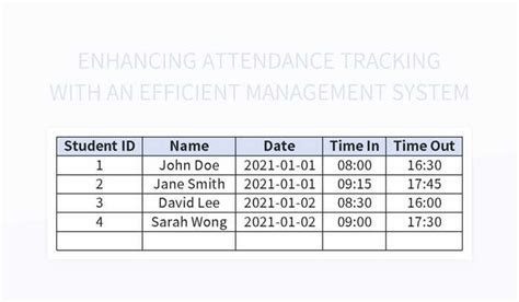 Enhancing Attendance Tracking With An Efficient Management System Excel Template Free Download