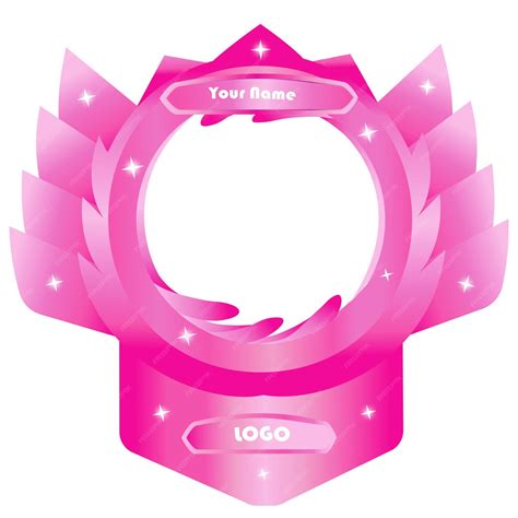 Premium Vector Game Rank Frame Rank Frame With Pink Wings Round