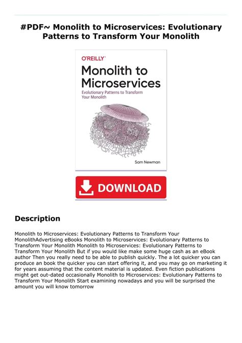 PDF Monolith To Microservices Evolutionary Patterns To Transform Your Monolith