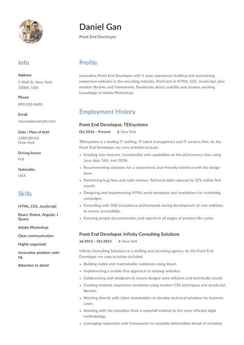 17 Front End Developer Resume Examples Guide Artofit