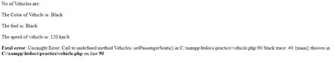Php Getting Uncaught Error Call To Undefined Method Vehicles