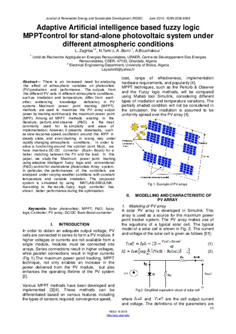 Pdf Adaptive Artificial Intelligence Based Fuzzy Logic Mpptcontrol For Stande Alone