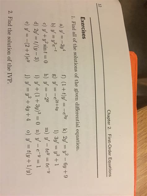 Solved Chapter 2 First Order Equations 12 Exercises 1 Find