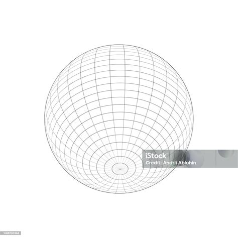 3d 구 와이어프레임 아이콘입니다 구체 그림 구형 흰색 배경에 분리된 격자 공 경도와 위도 평행선과 자오선이 있는 지구 지구 모델 지구본에 대한 스톡 벡터 아트 및 기타
