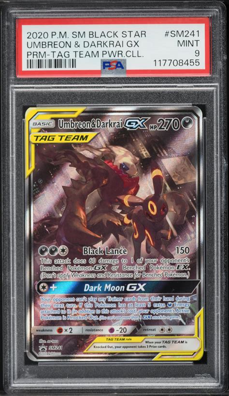 2020 Pokemon Sun And Moon Promo Tag Team Full Art Umbreon And Darkrai Gx