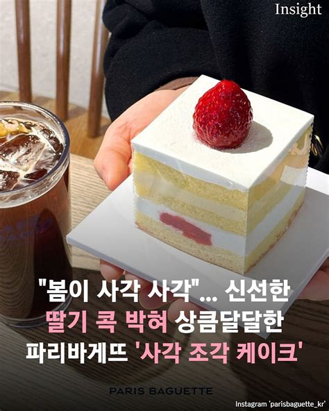 인사이트 ”봄이 사각 사각“ 신선한 딸기 콕 박혀 상큼달달한 파리바게뜨 사각 조각 케이크‘ 사각조각케이크 딸기생